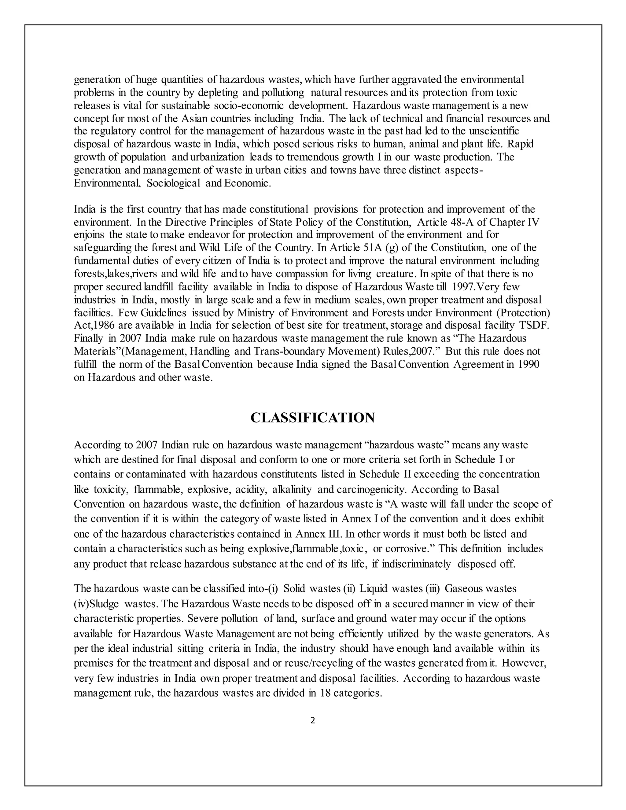 hazardous waste Management | DOCX