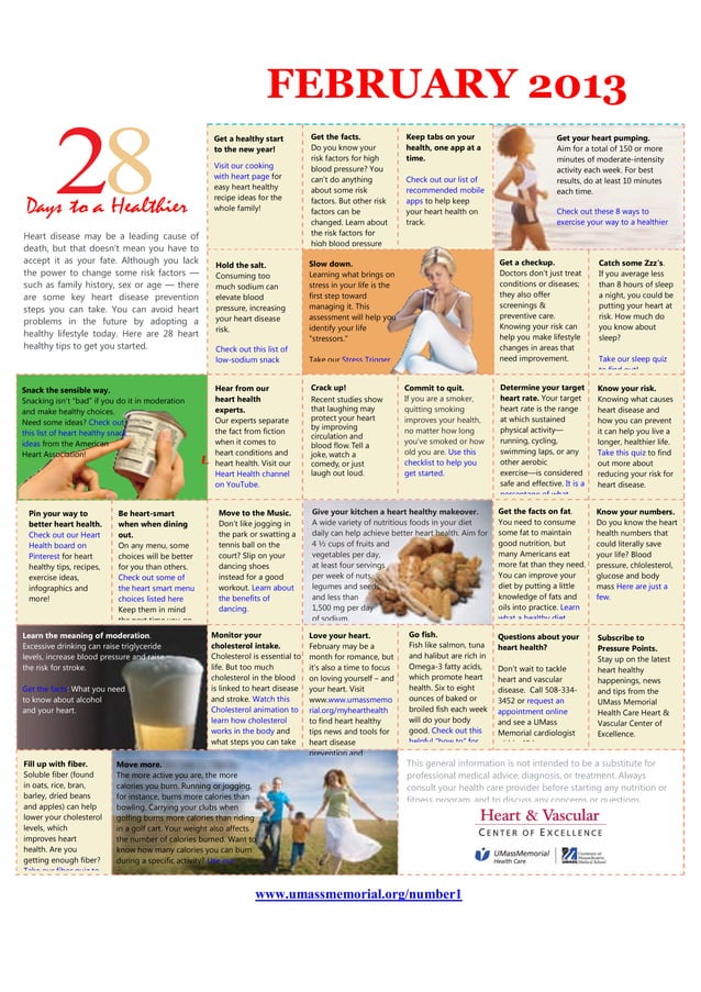 UMass Memorial Medical Center Heart Health Calendar | PDF