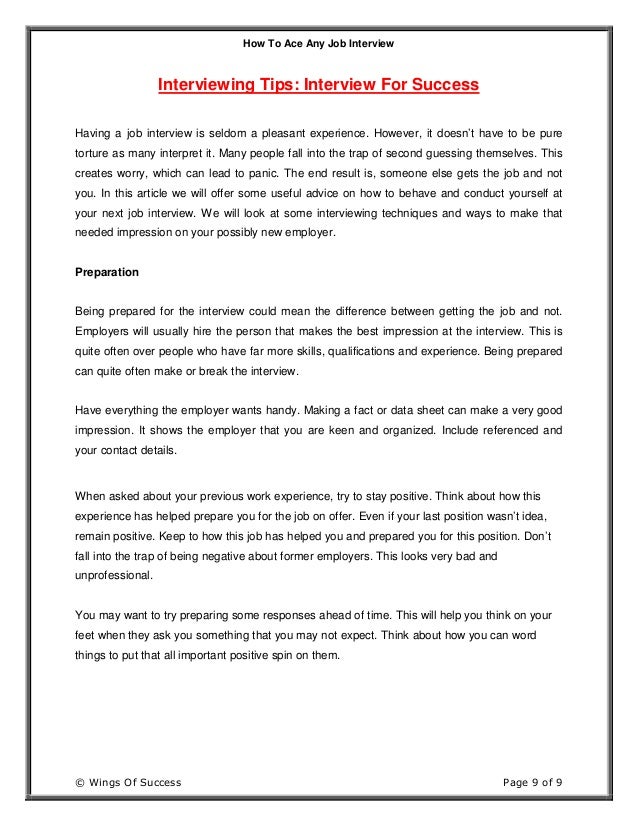 How To Ace Any Job Interview | PDF