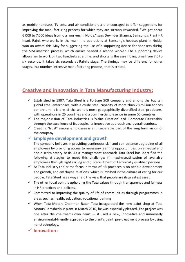 CREATIVITY & INNOVATION IN MANUFACTURING