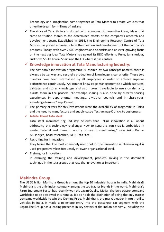 CREATIVITY & INNOVATION IN MANUFACTURING