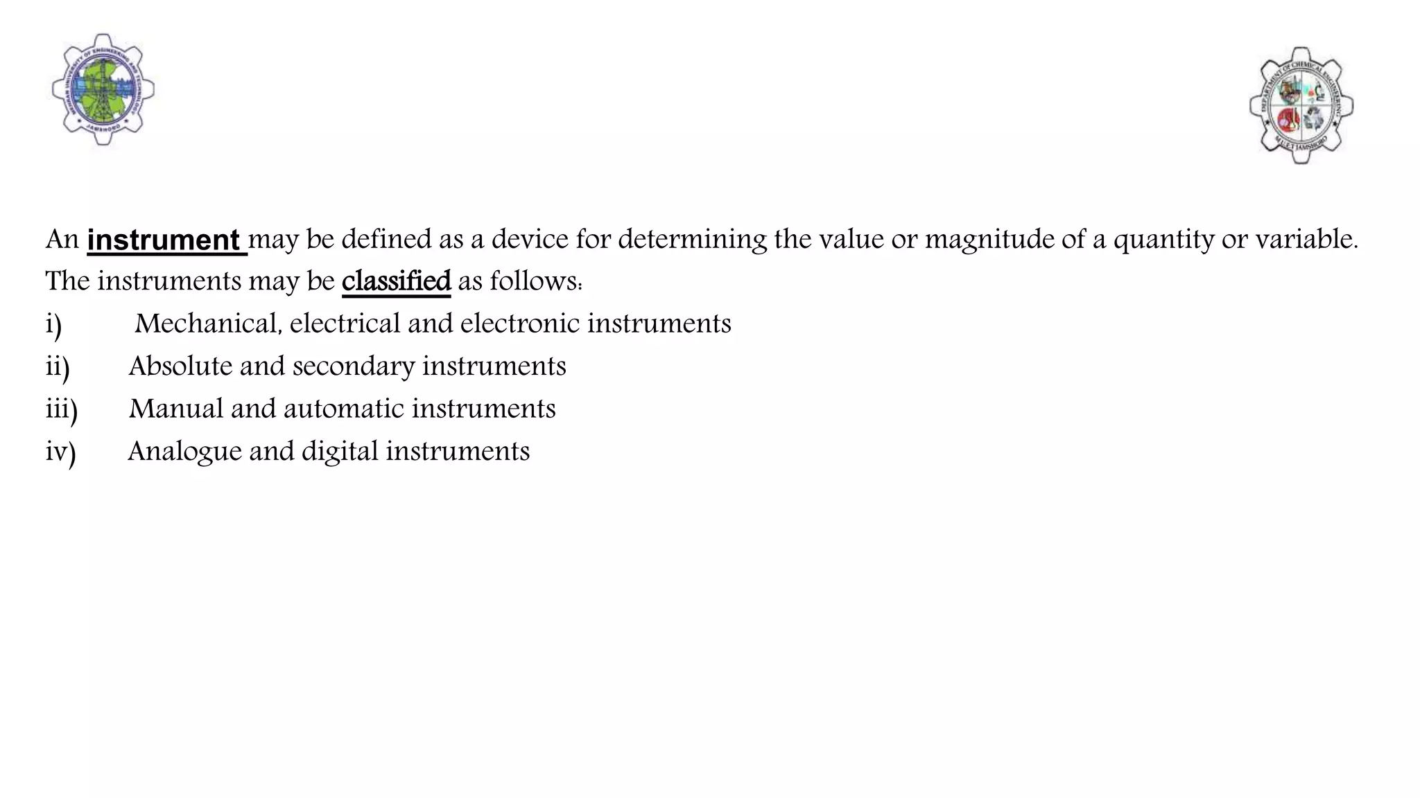 Selection and calibration of instruments | PPT