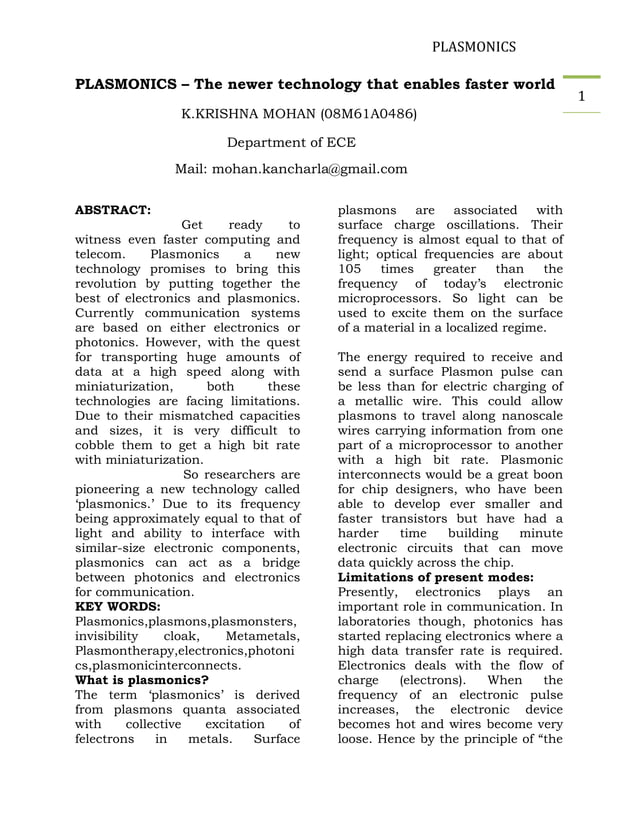 plasmonics pdf | DOCX