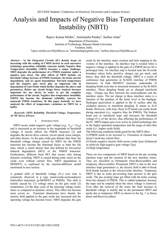 Analysis and Impacts of Negative Bias Temperature Instability | PDF