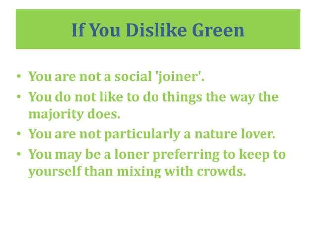 Your Personality from Colors You Dislike | PPTX