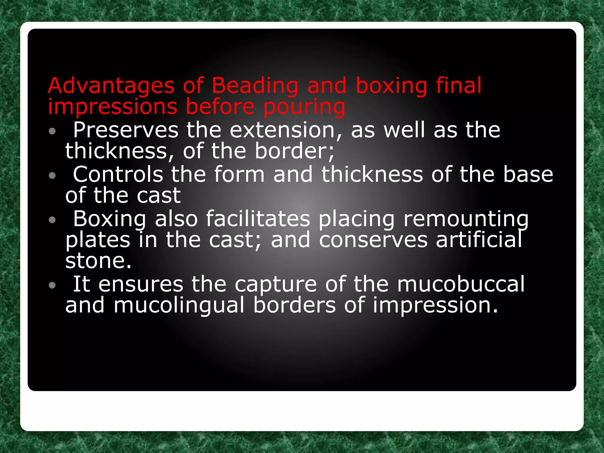 Final impression boxing and pouring | PPTX