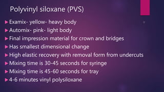 Final Impression Materials | PPTX | Oral care | Personal Care