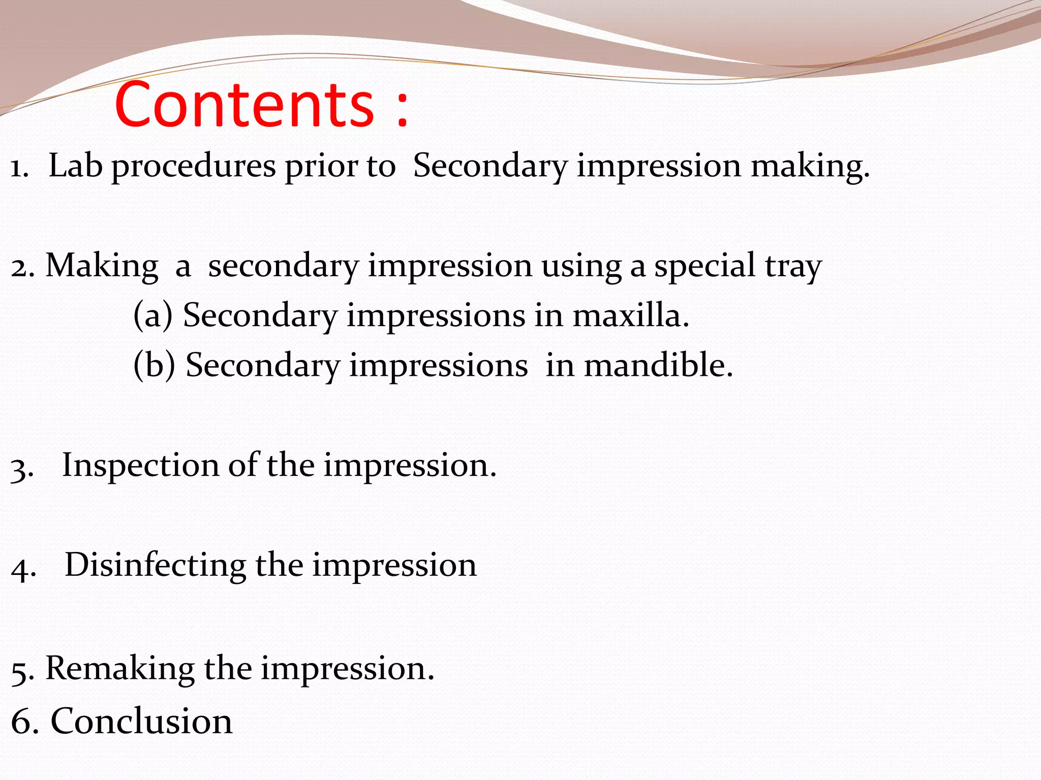 Secondary impression in complete denture CD | PPTX