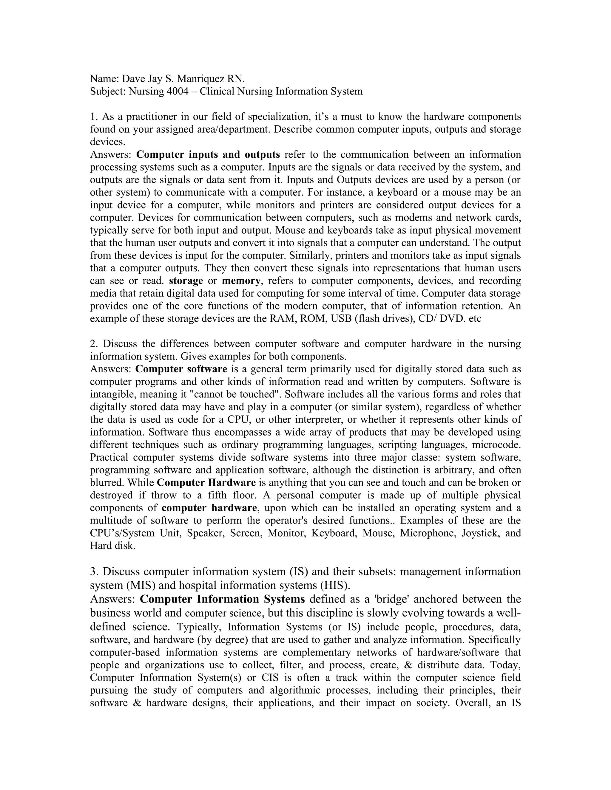 Clinical Nursing Information System | DOC