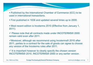 Incoterms - Presented by Mahmoud Attia | PDF