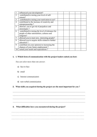 General Questionnaire for students | PDF | Education