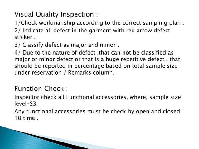 Steps of final inspection and Report generation. | PDF | Needlework ...