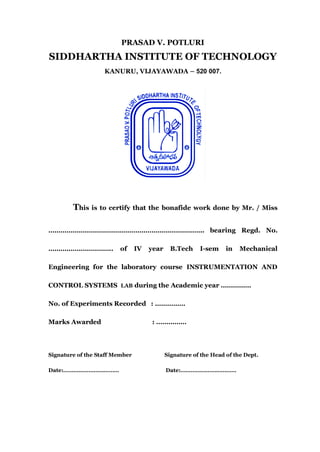Final instrumentation lab manual | PDF