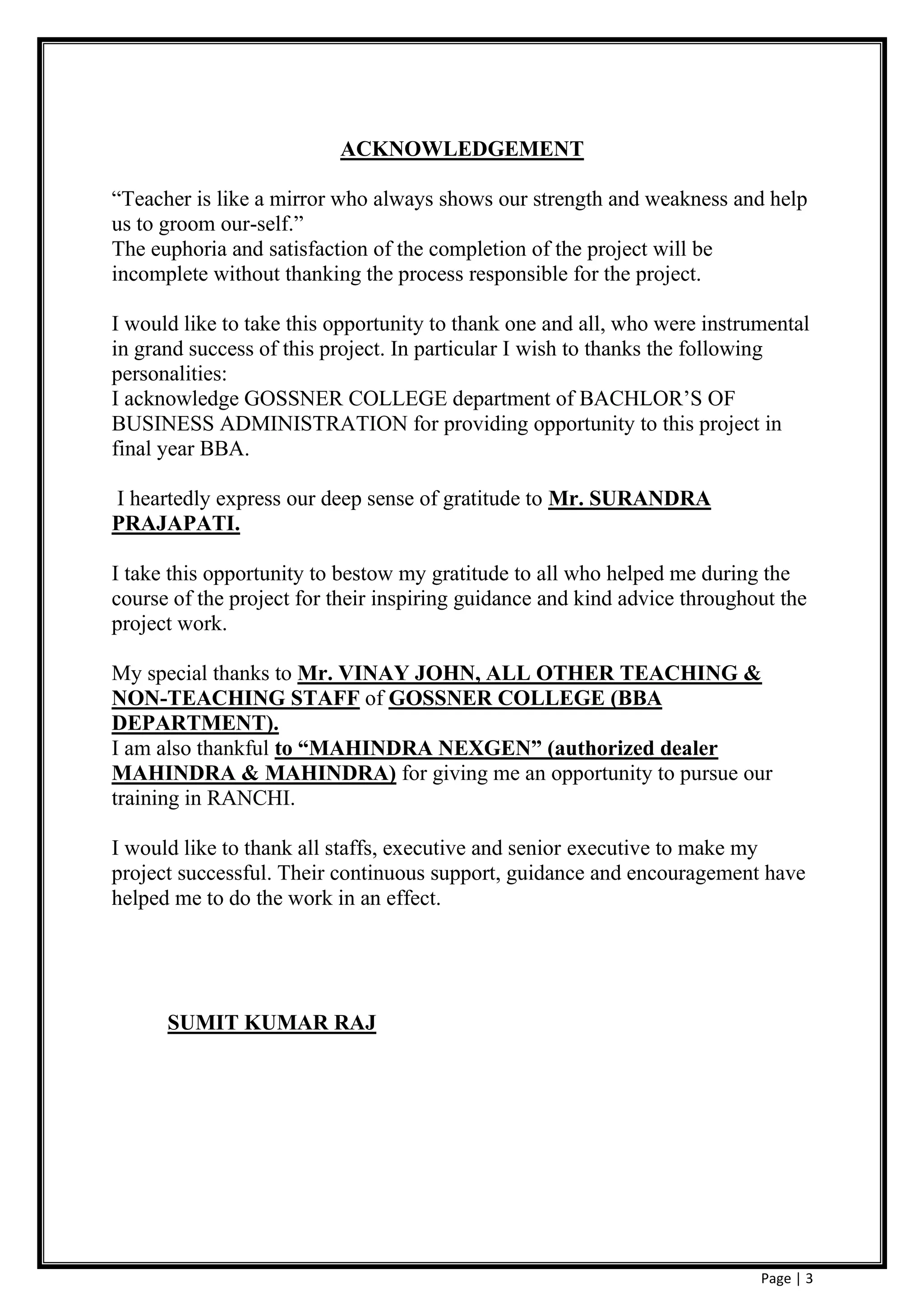 PROJECT REPORT ON MAHINDRA & MAHINDRA | PDF