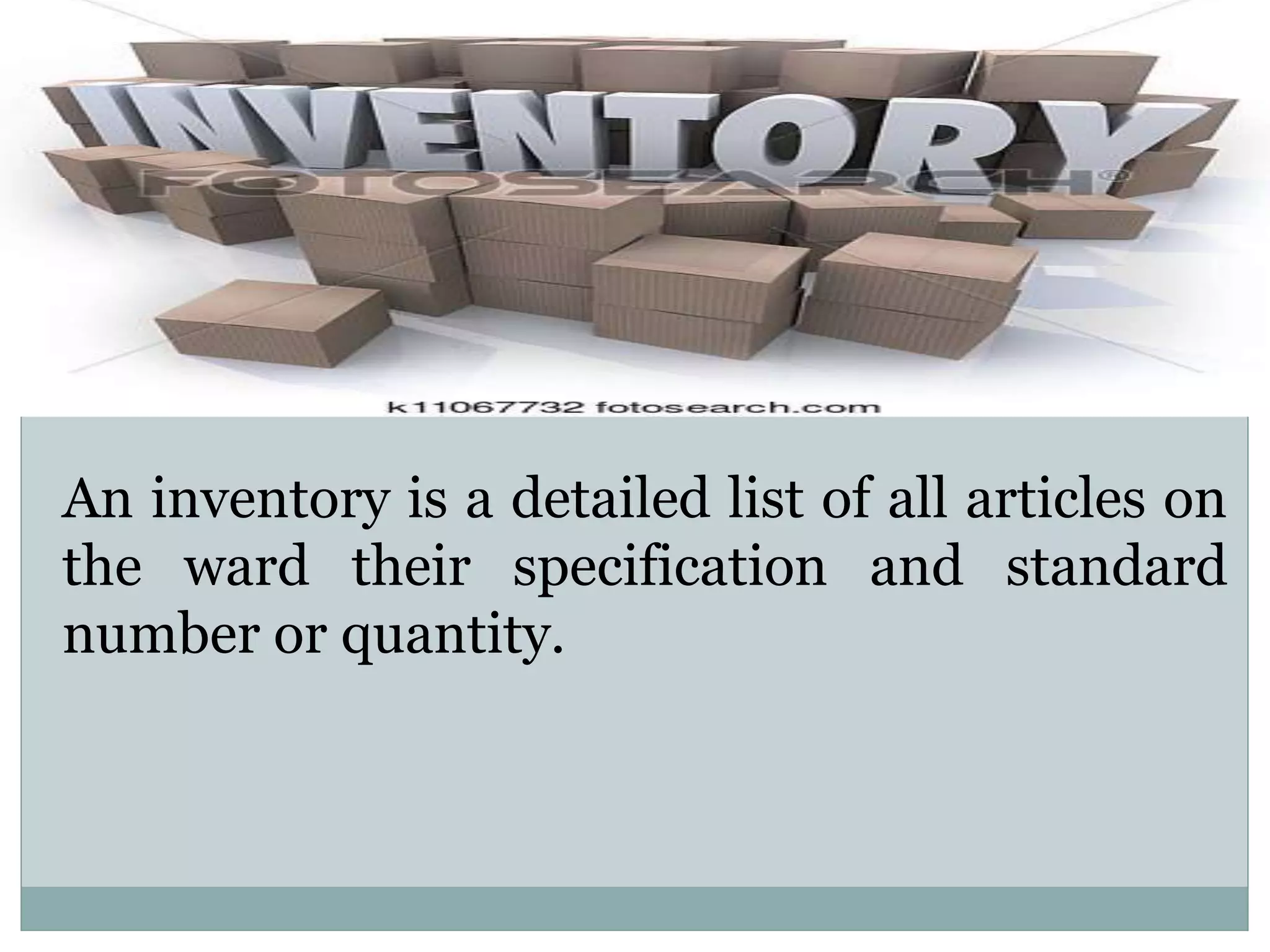 Inventory control in nursing | PPTX