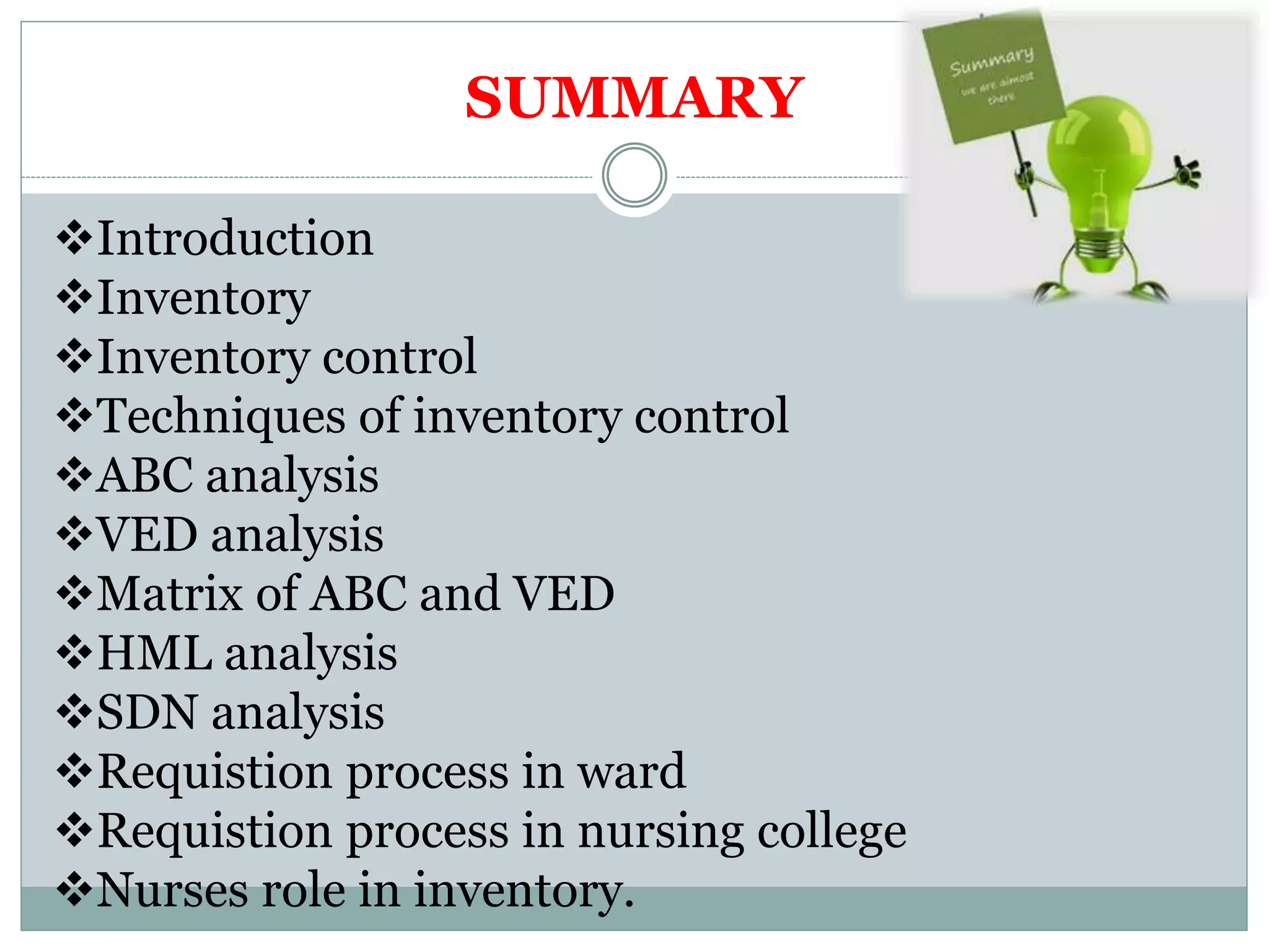 Inventory control in nursing | PPTX