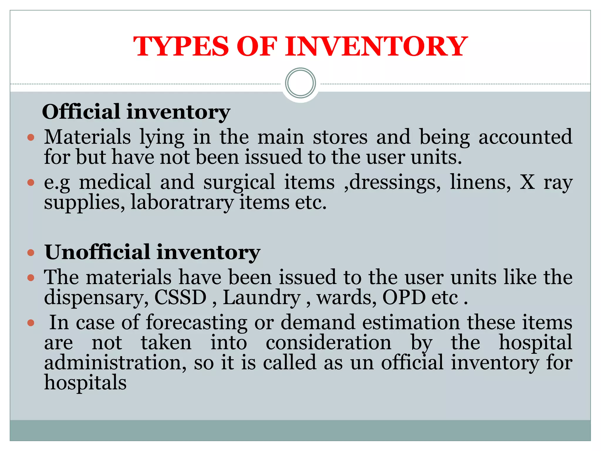 Inventory control in nursing | PPTX
