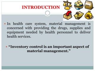 Inventory control in nursing | PPTX