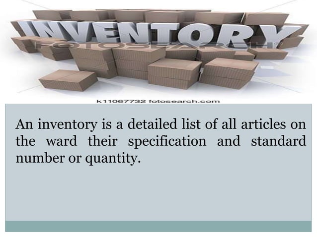 Inventory control in nursing | PPTX | Logistics | Business