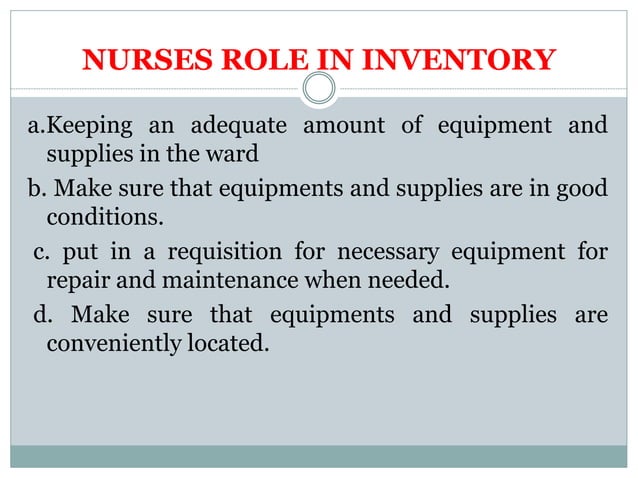 Inventory control in nursing | PPTX | Logistics | Business