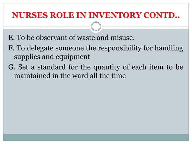Inventory control in nursing | PPTX | Logistics | Business