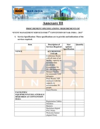 Invitation to Bid for Fifth Convention of NAR - INDIA | PDF