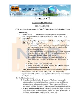 Invitation to Bid for Fifth Convention of NAR - INDIA | PDF