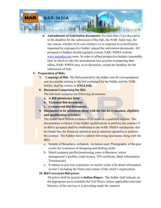Invitation to Bid for Fifth Convention of NAR - INDIA | PDF
