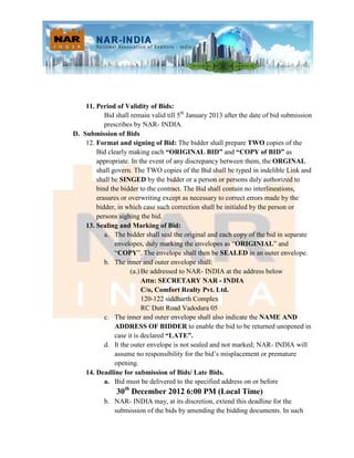 Invitation to Bid for Fifth Convention of NAR - INDIA | PDF
