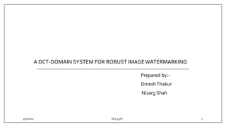 DCT based Image Watermarking | PPTX