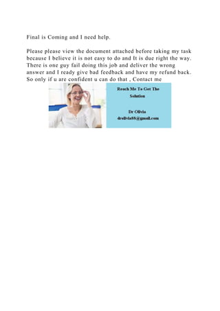 Final is Coming and I need help.Please please view the document | DOCX