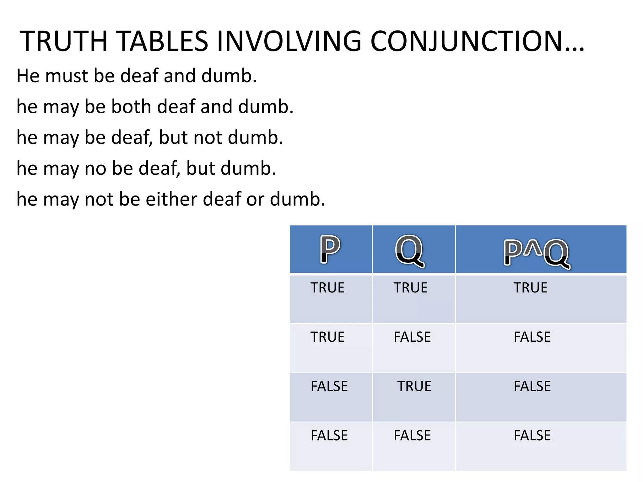 Truth tables presentation | PPTX