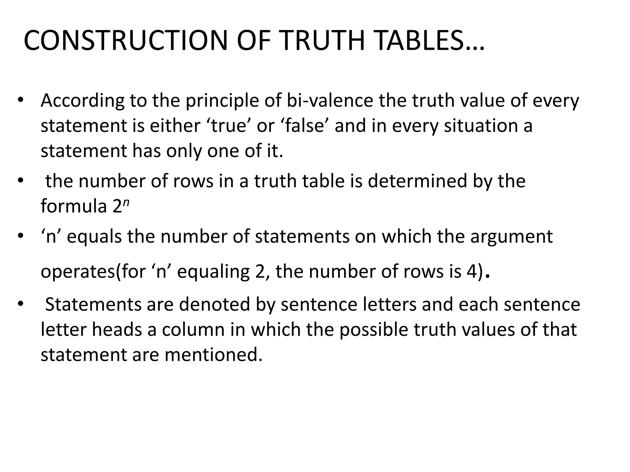 Truth tables presentation | PPTX