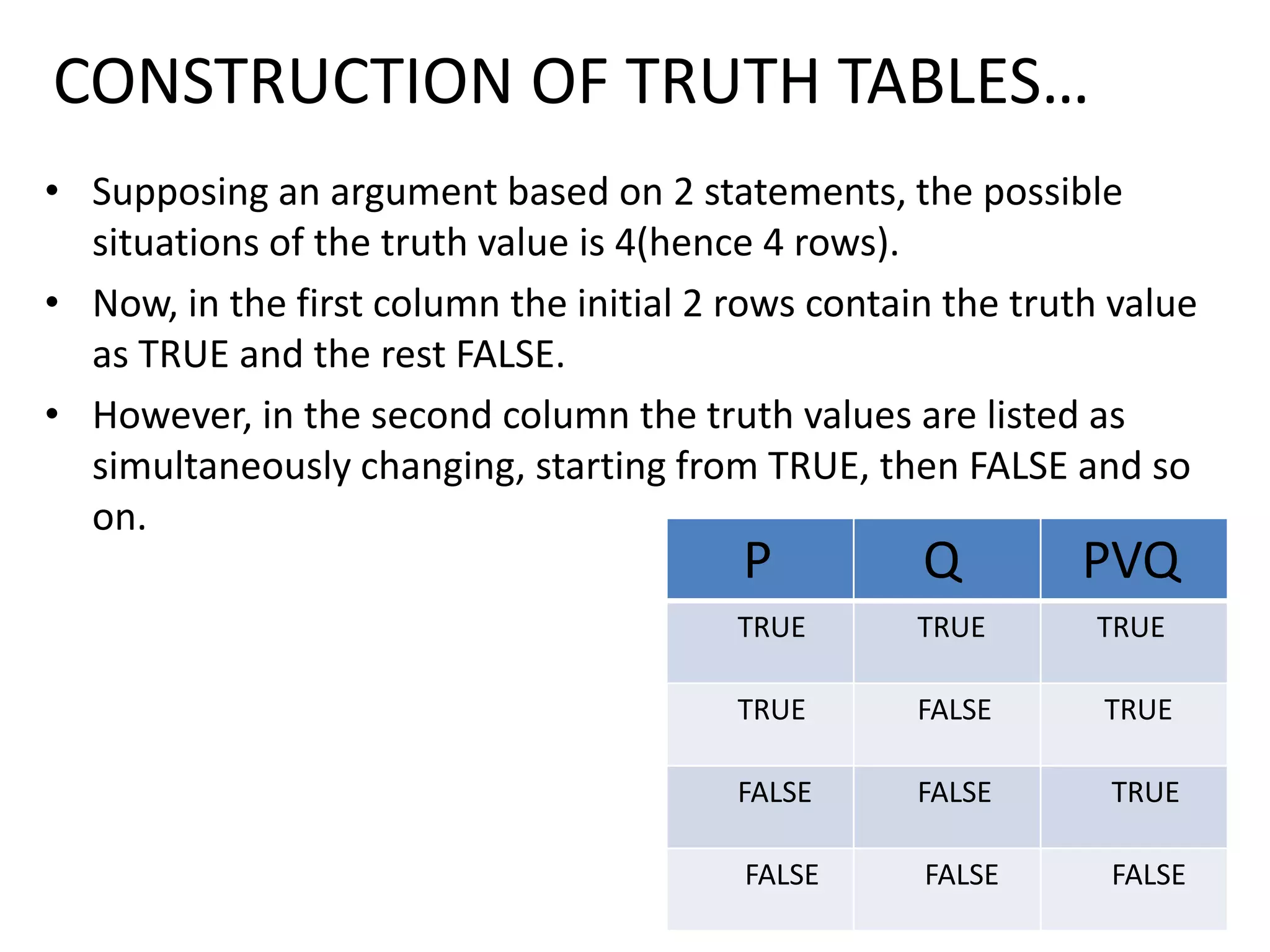 Truth tables presentation | PPTX
