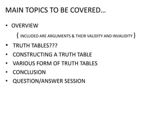 Truth tables presentation | PPTX