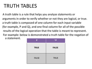 Truth tables presentation | PPTX