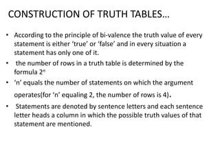 Truth tables presentation | PPTX