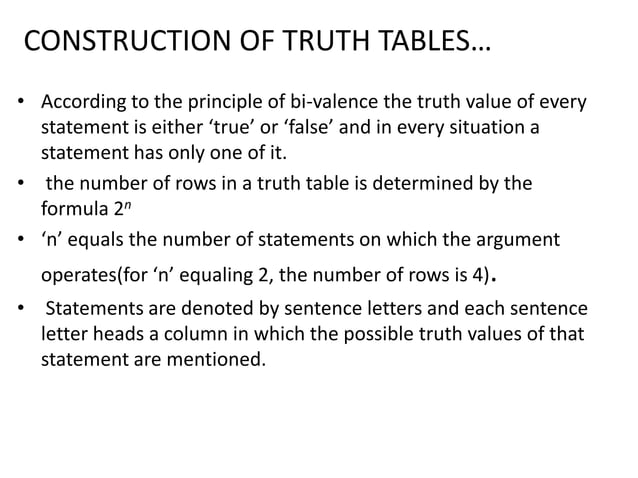 Truth tables presentation | PPTX