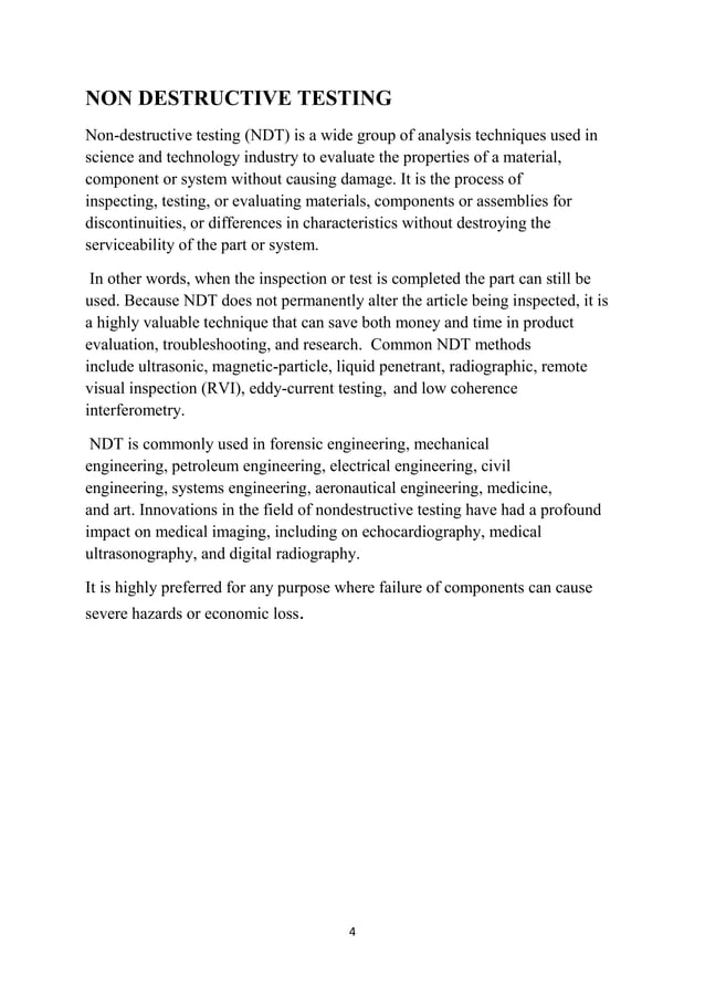 Seminar report on Non Destructive Testing | PDF