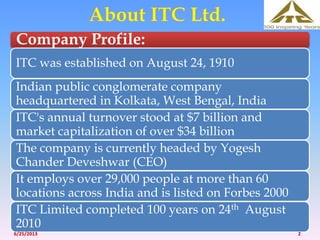 ITC's sales force structure, supply & distribution study by CIMP's ...