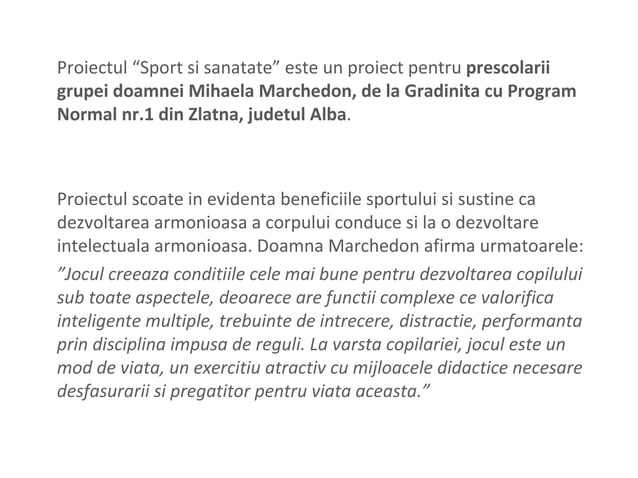 Finalizare proiect 018: Sport si sanatate | PPT