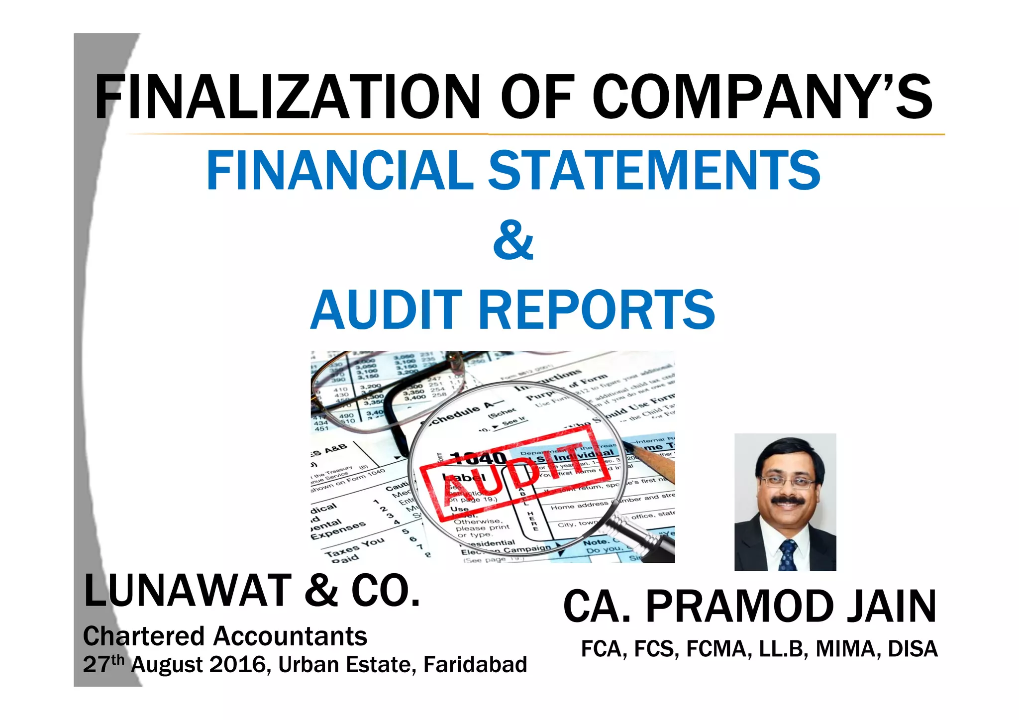 Finalization of Financial Statements and Audit Reports | PDF