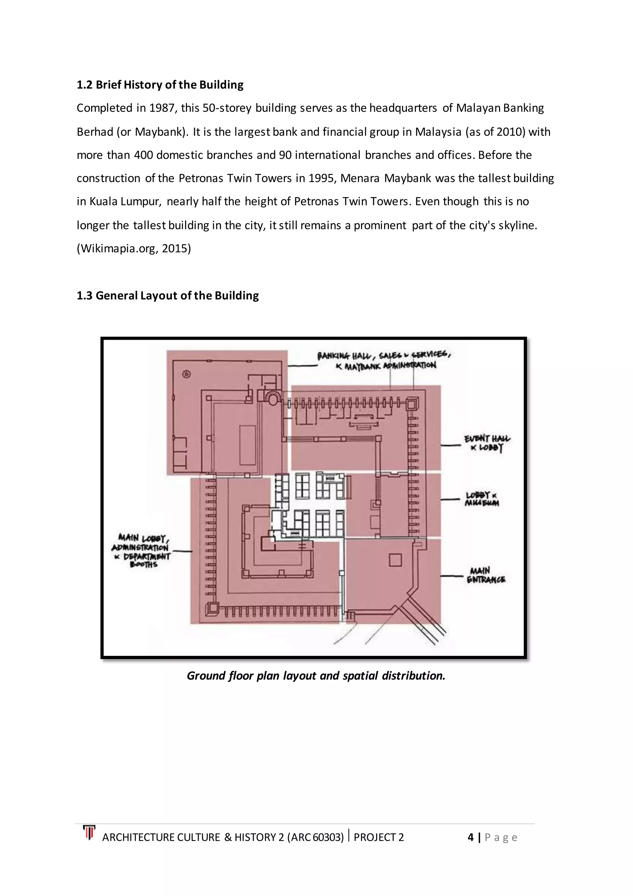 Culture and History II: Menara Maybank Report | DOCX