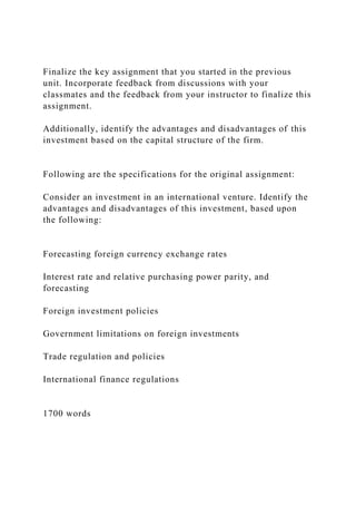 Finalize the key assignment that you started in the previous unit..docx