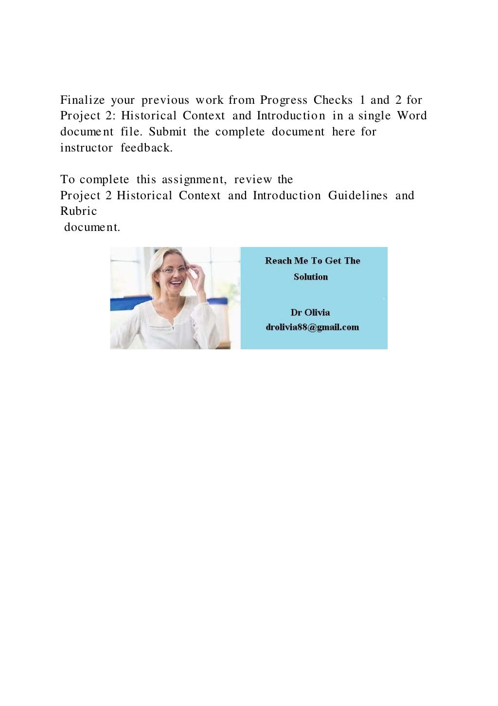 Finalize your previous work from Progress Checks 1 and 2 for Proje | DOCX