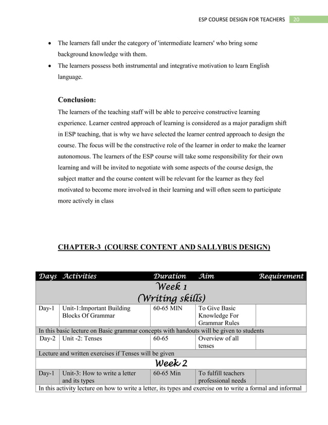 ESP COURSE DESIGN FOR GOVERNMENT TEACHERS | DOCX
