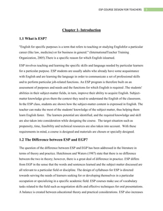 ESP COURSE DESIGN FOR GOVERNMENT TEACHERS | DOCX