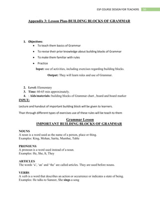 ESP COURSE DESIGN FOR GOVERNMENT TEACHERS | DOCX