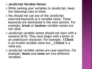 Introduction to Javascript | PPTX