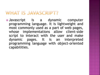 Introduction to Javascript | PPTX